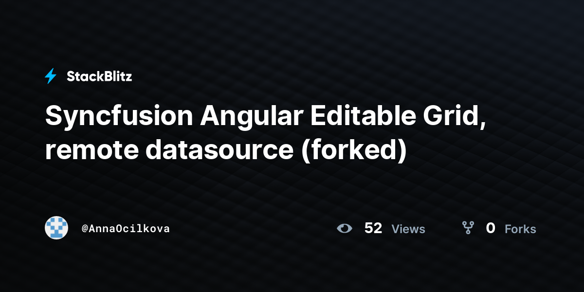Syncfusion Angular Editable Grid (forked) - StackBlitz Syncfusion Angular Editable Grid (forked) - StackBlitz