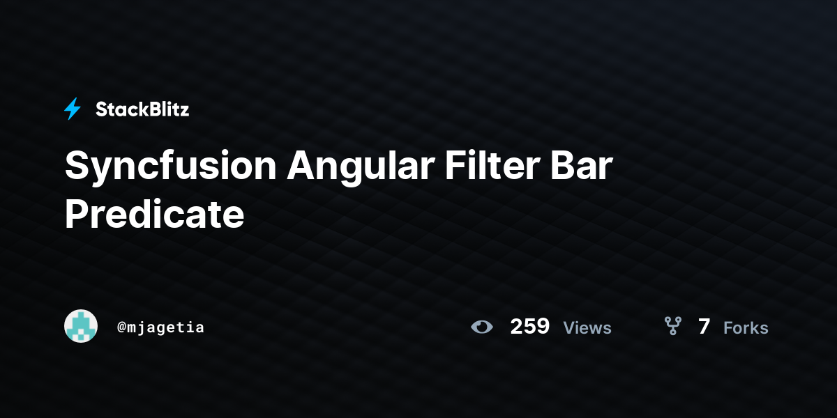 Syncfusion Angular Filter Bar Predicate - StackBlitz