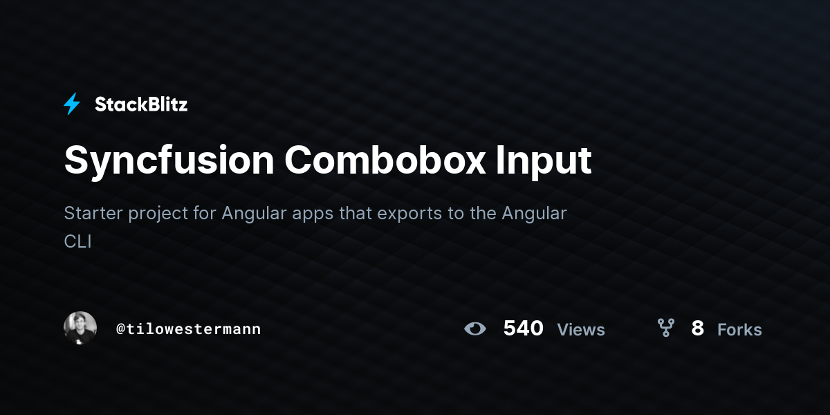 Syncfusion Combobox Input - StackBlitz