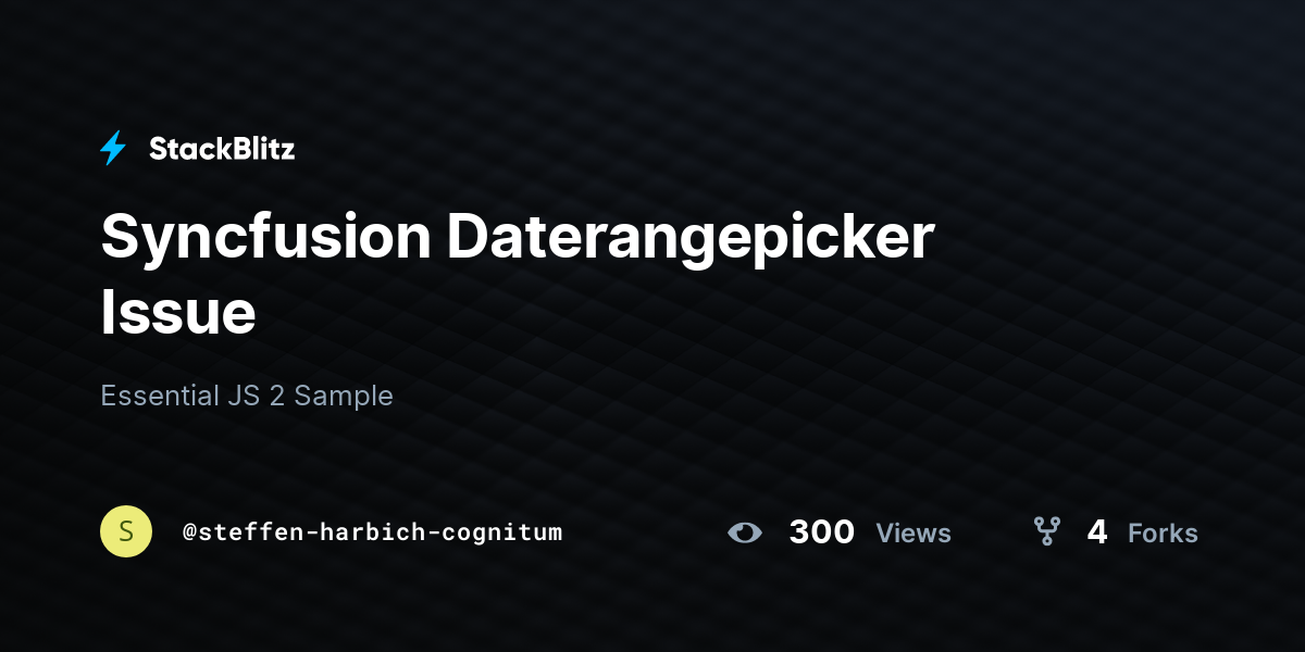 Syncfusion Daterangepicker Issue - StackBlitz Syncfusion Daterangepicker Issue - StackBlitz
