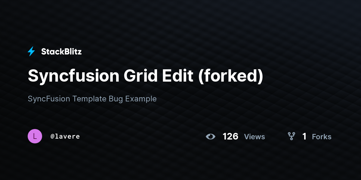 Syncfusion Grid Edit (forked) - StackBlitz
