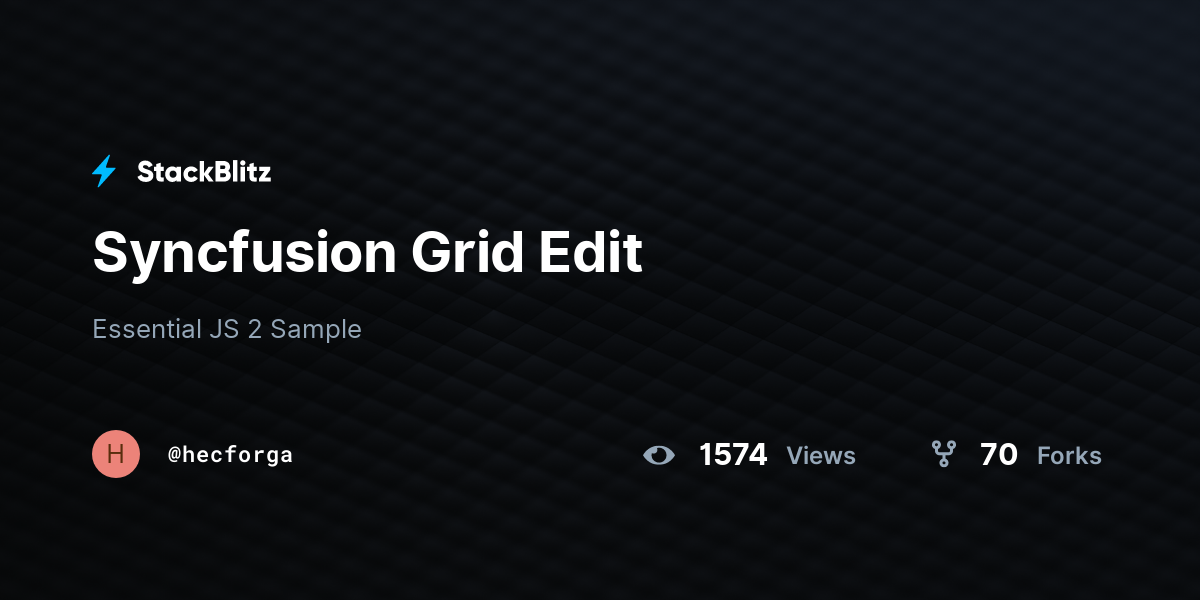 Syncfusion Grid Edit - StackBlitz
