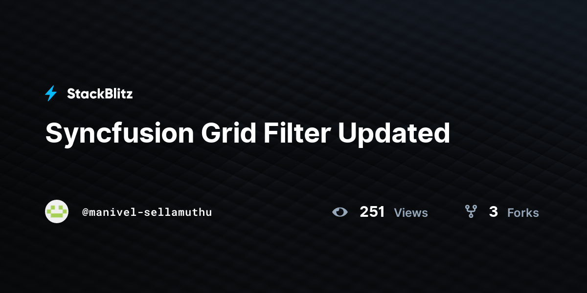 Syncfusion Grid Filter Updated - StackBlitz