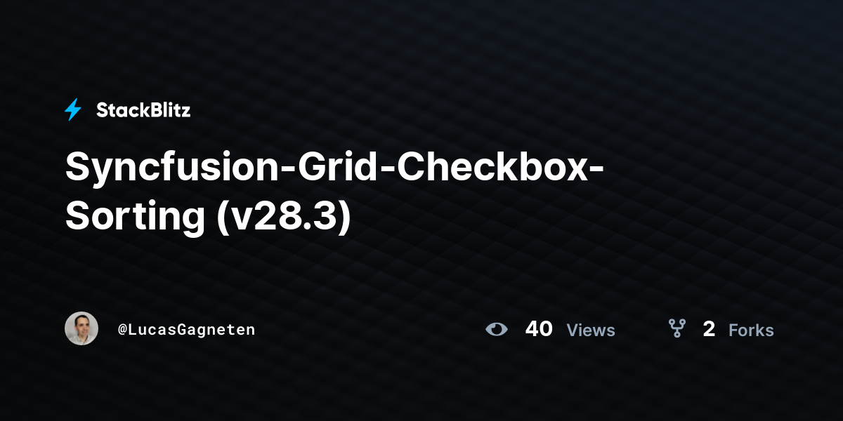 Syncfusion-Grid-Checkbox-Sorting (v28.3) - StackBlitz