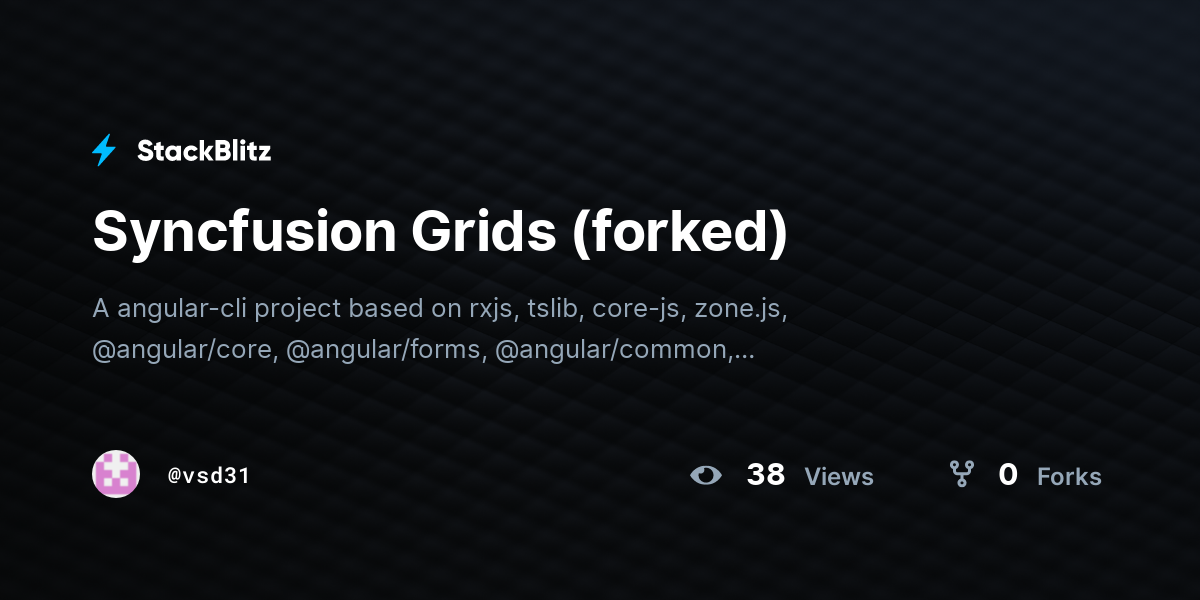 Syncfusion Grids (forked) - StackBlitz