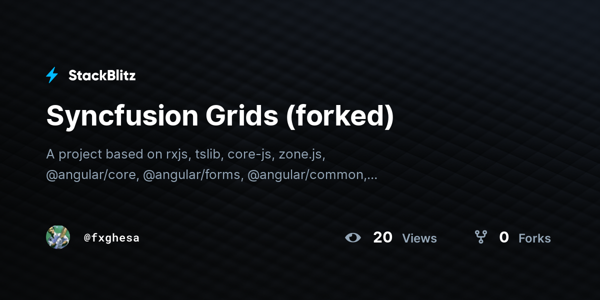 Syncfusion Grids (forked) - StackBlitz Syncfusion Grids (forked) - StackBlitz