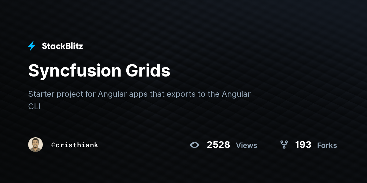 Syncfusion Grids - StackBlitz