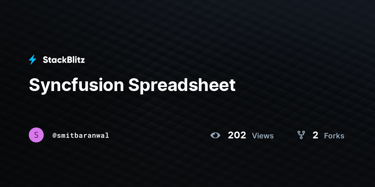 Syncfusion Spreadsheet - StackBlitz