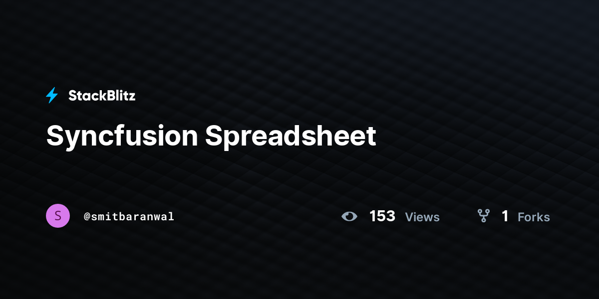 Syncfusion Spreadsheet Stackblitz