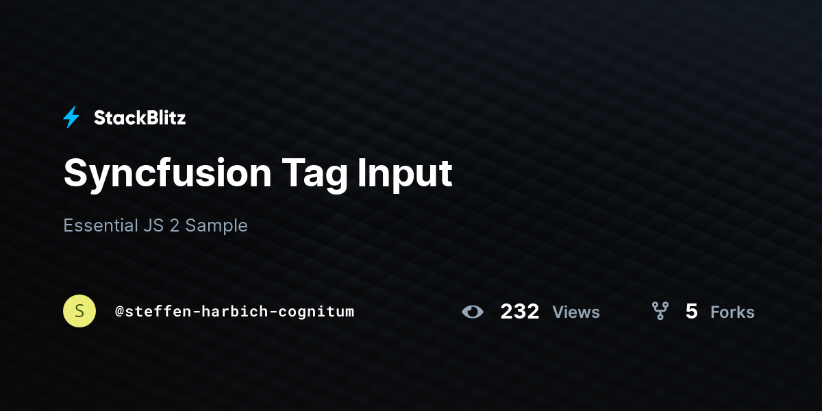 Syncfusion Tag Input - StackBlitz Syncfusion Tag Input - StackBlitz