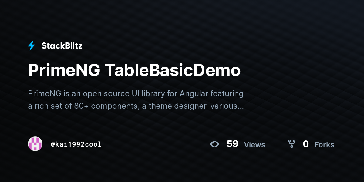 PrimeNG TableBasicDemo - StackBlitz