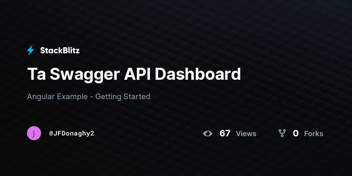 Ta Swagger API Dashboard - StackBlitz