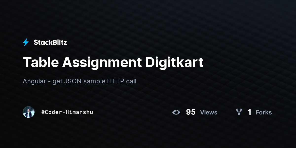 Table Assignment Digitkart - StackBlitz Table Assignment Digitkart - StackBlitz