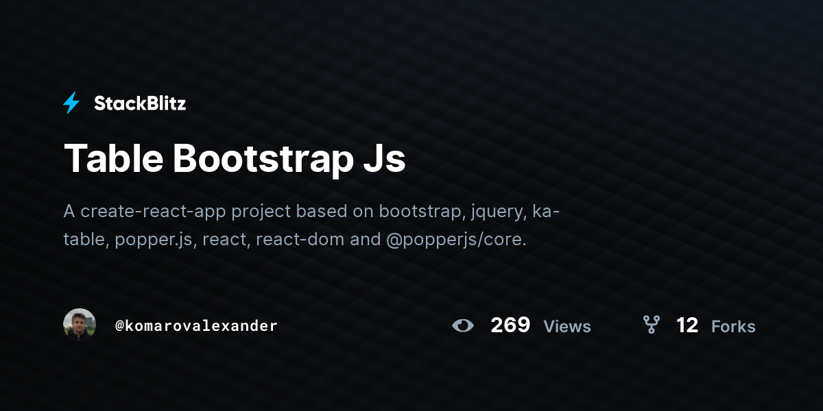 Table Bootstrap Js - StackBlitz
