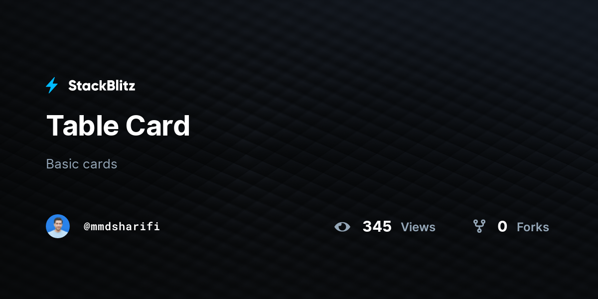 Table Card - StackBlitz