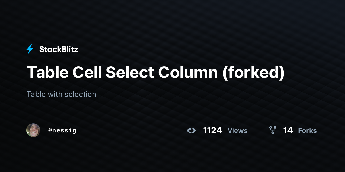 Table Cell Select Column (forked) - StackBlitz