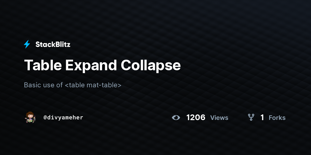 Table Expand Collapse - StackBlitz Table Expand Collapse - StackBlitz