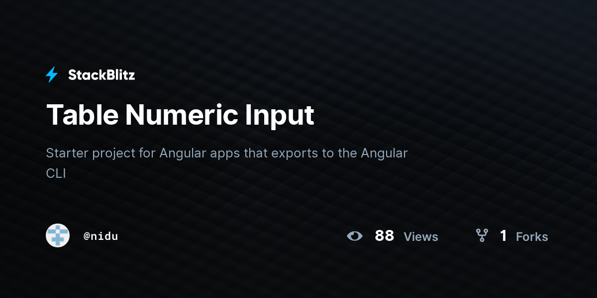 Table Numeric Input - StackBlitz
