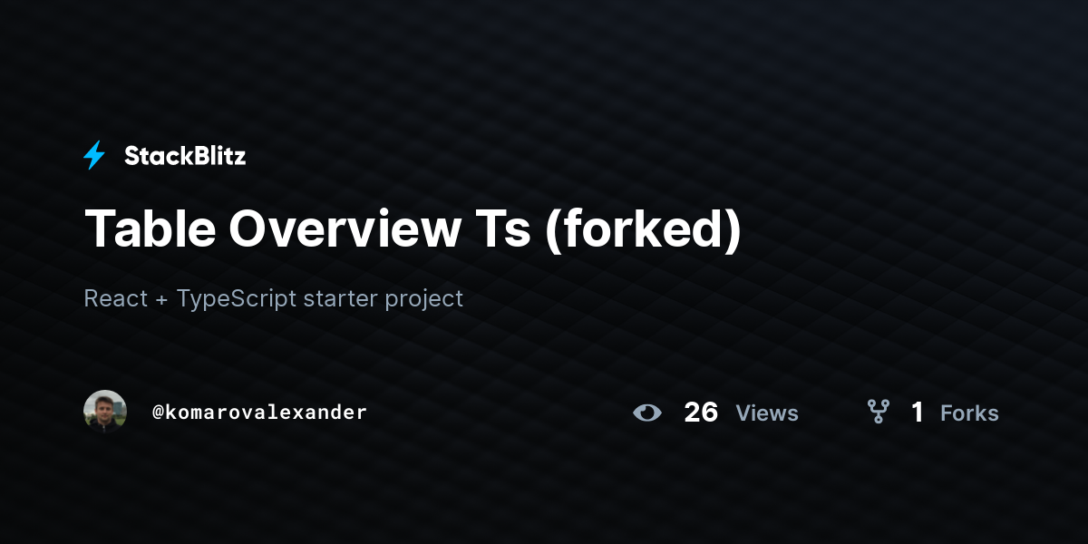 Table Overview Ts (forked) - StackBlitz Table Overview Ts (forked) - StackBlitz