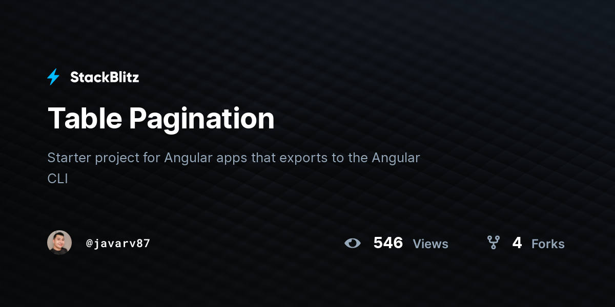 Table Pagination - StackBlitz