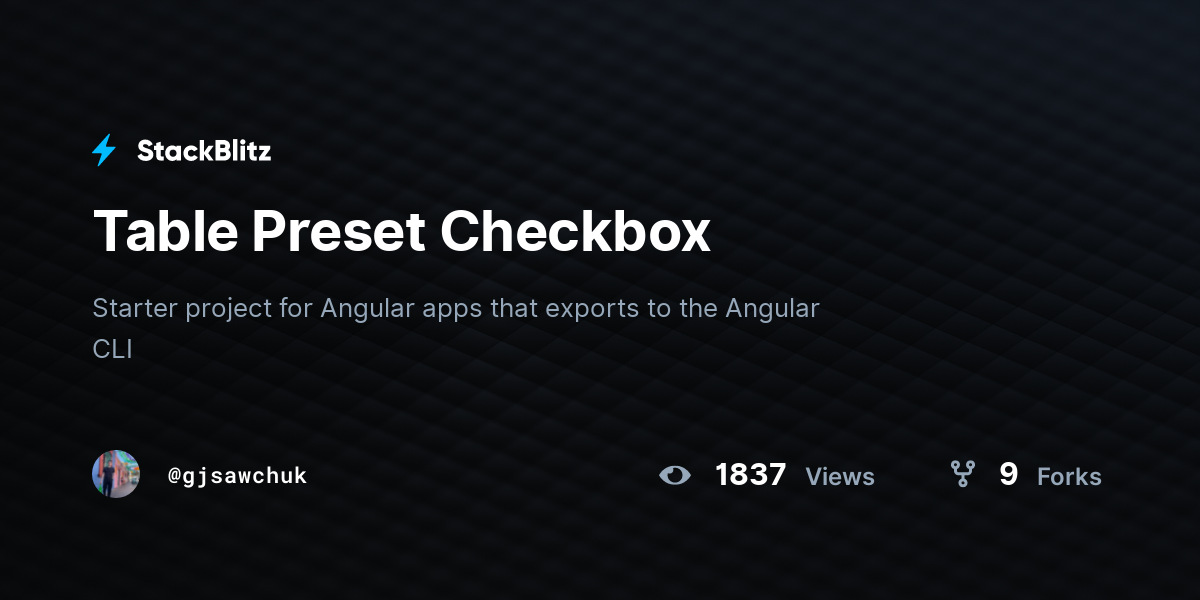 Table Preset Checkbox - StackBlitz