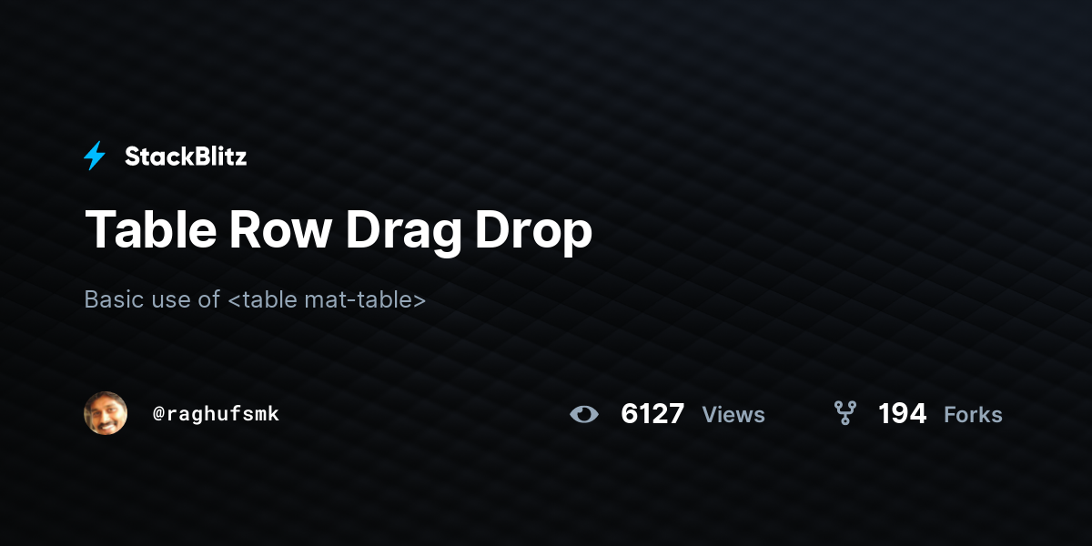 Table Row Drag Drop - StackBlitz Table Row Drag Drop - StackBlitz