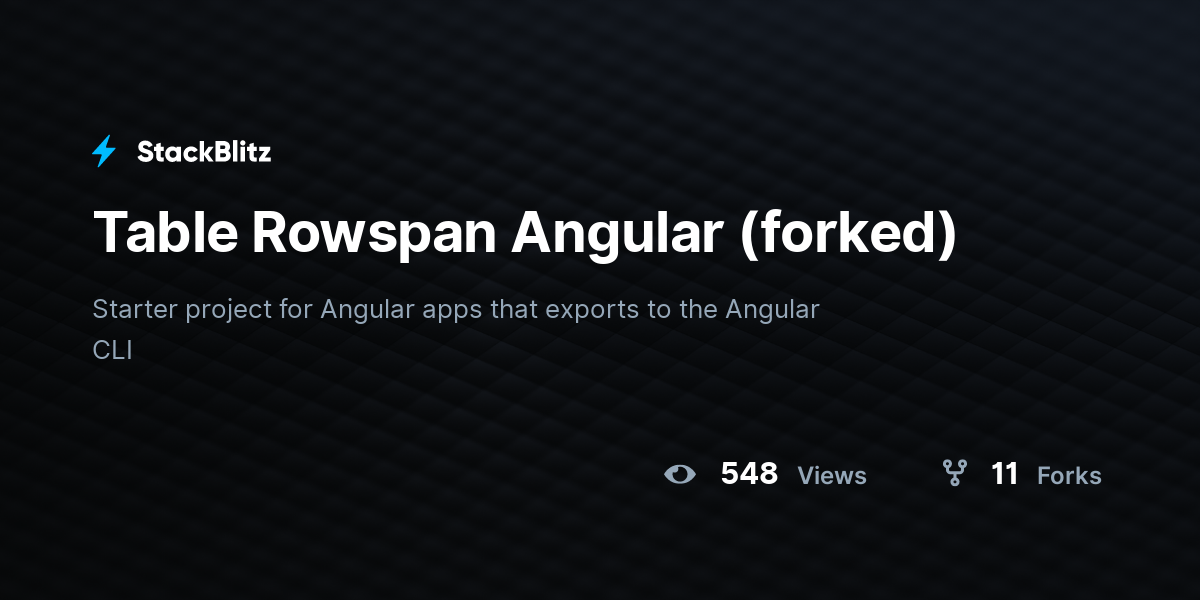 Table Rowspan Angular (forked) - StackBlitz