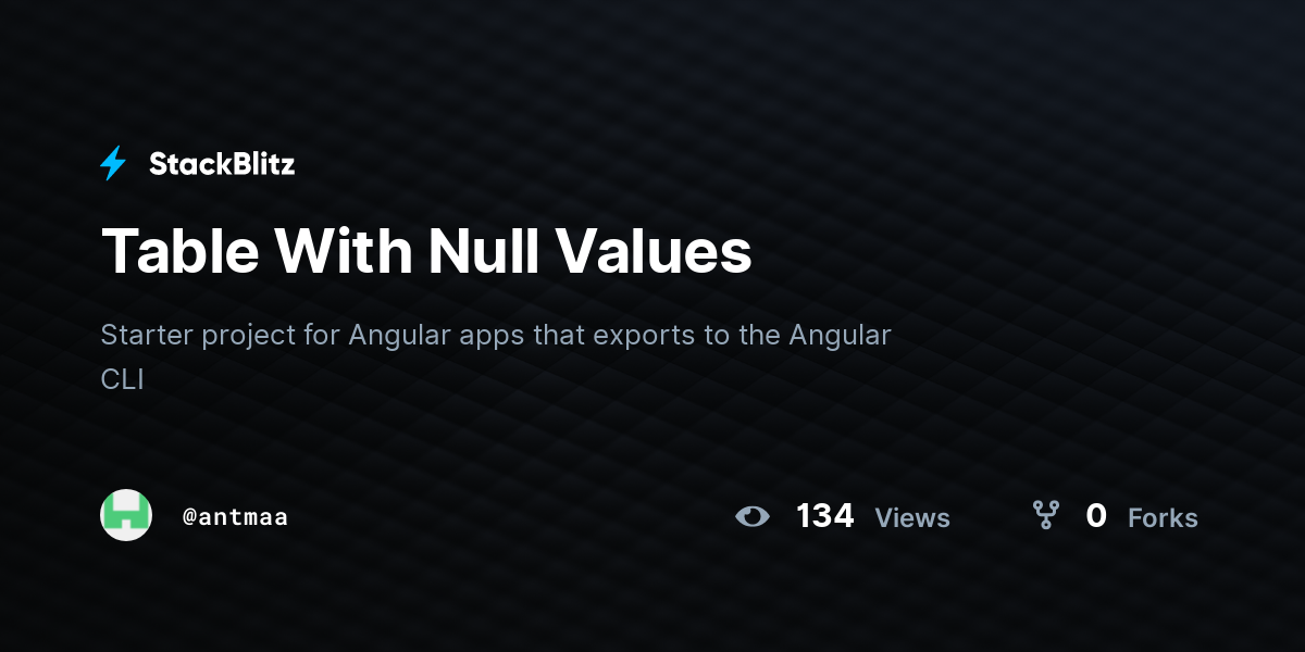 Table With Null Values - StackBlitz