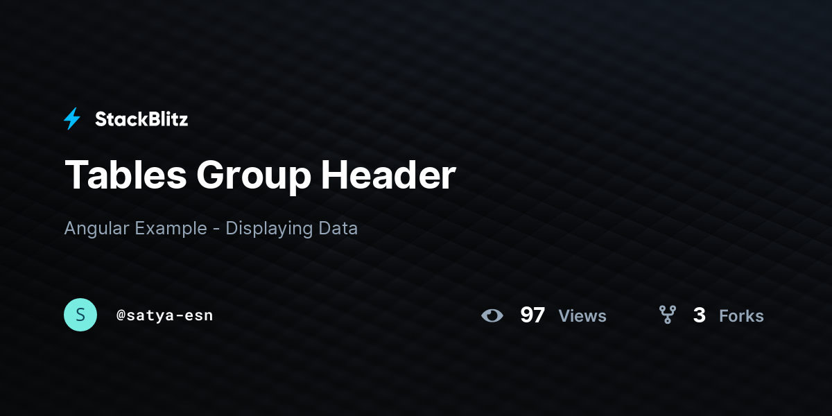 Tables Group Header - StackBlitz