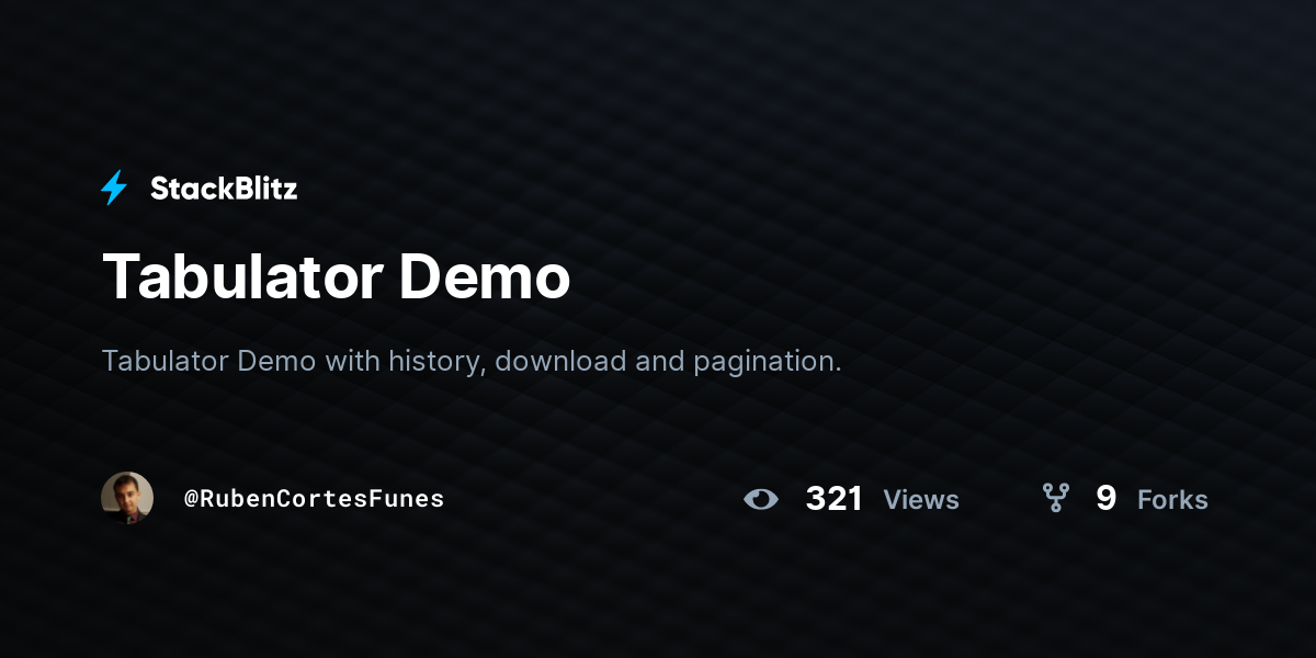 Tabulator Demo - StackBlitz