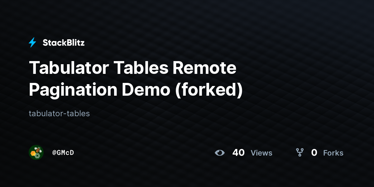 Tabulator Tables Remote Pagination Demo (forked) - StackBlitz