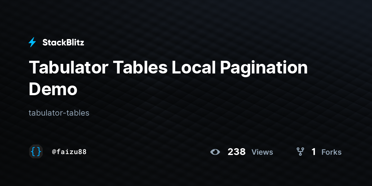 Tabulator Tables Local Pagination Demo - StackBlitz Tabulator Tables Local Pagination Demo - StackBlitz