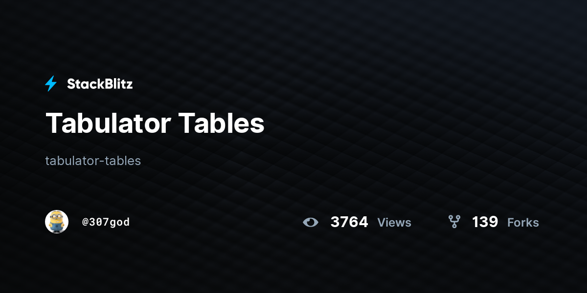 Tabulator Tables - StackBlitz