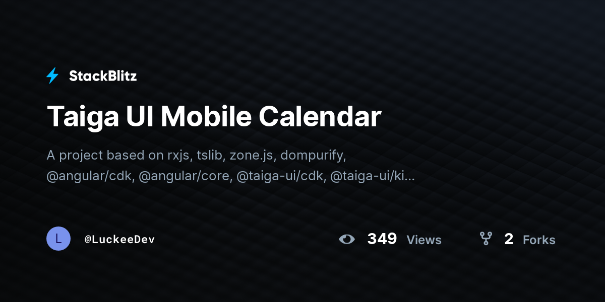 Taiga UI Mobile Calendar - StackBlitz