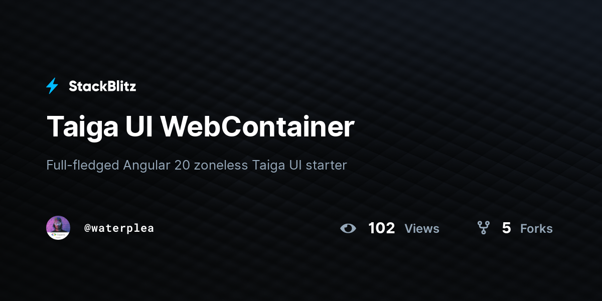 Taiga UI WebContainer - StackBlitz