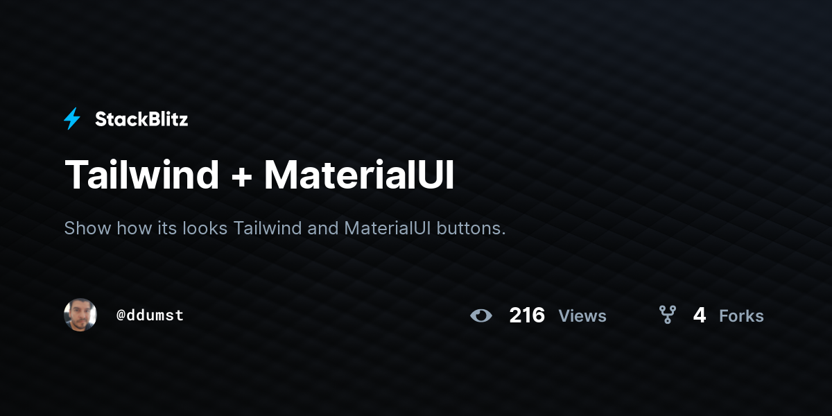 Tailwind + MaterialUI - StackBlitz