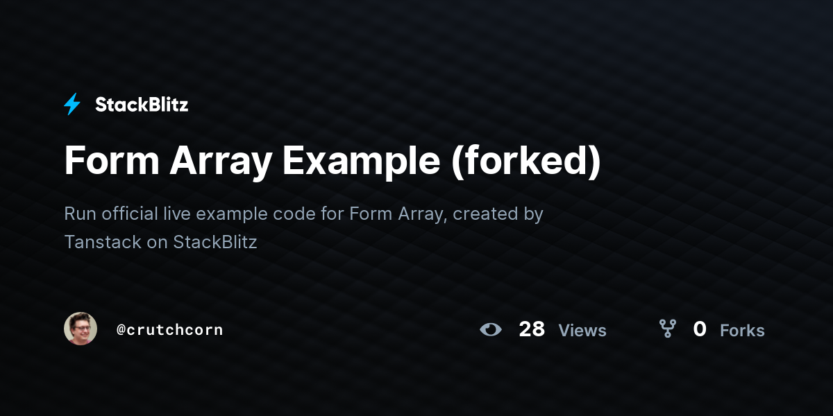 Form Array Example (forked) - StackBlitz
