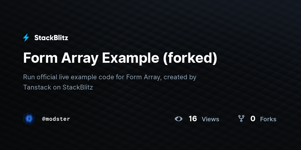 Form Array Example (forked) - StackBlitz