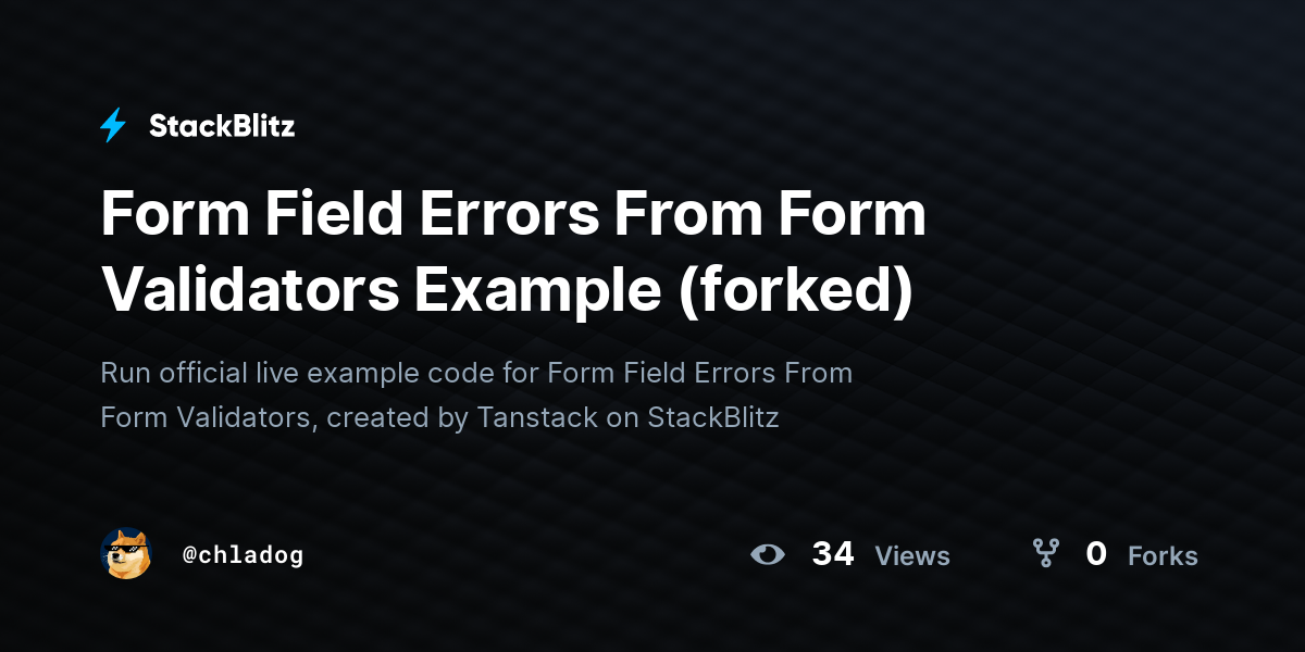 Form Field Errors From Form Validators Example (forked) - StackBlitz