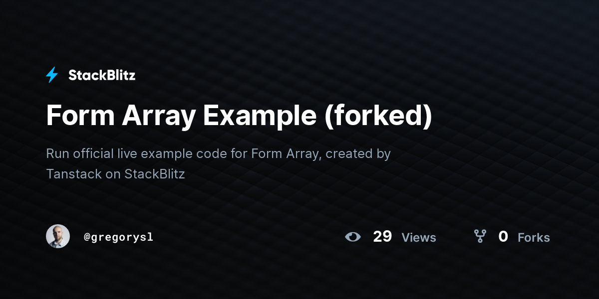 Form Array Example (forked) - StackBlitz