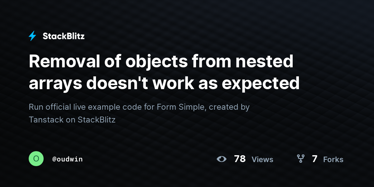 Removal of objects from nested arrays doesn't work as expected - StackBlitz