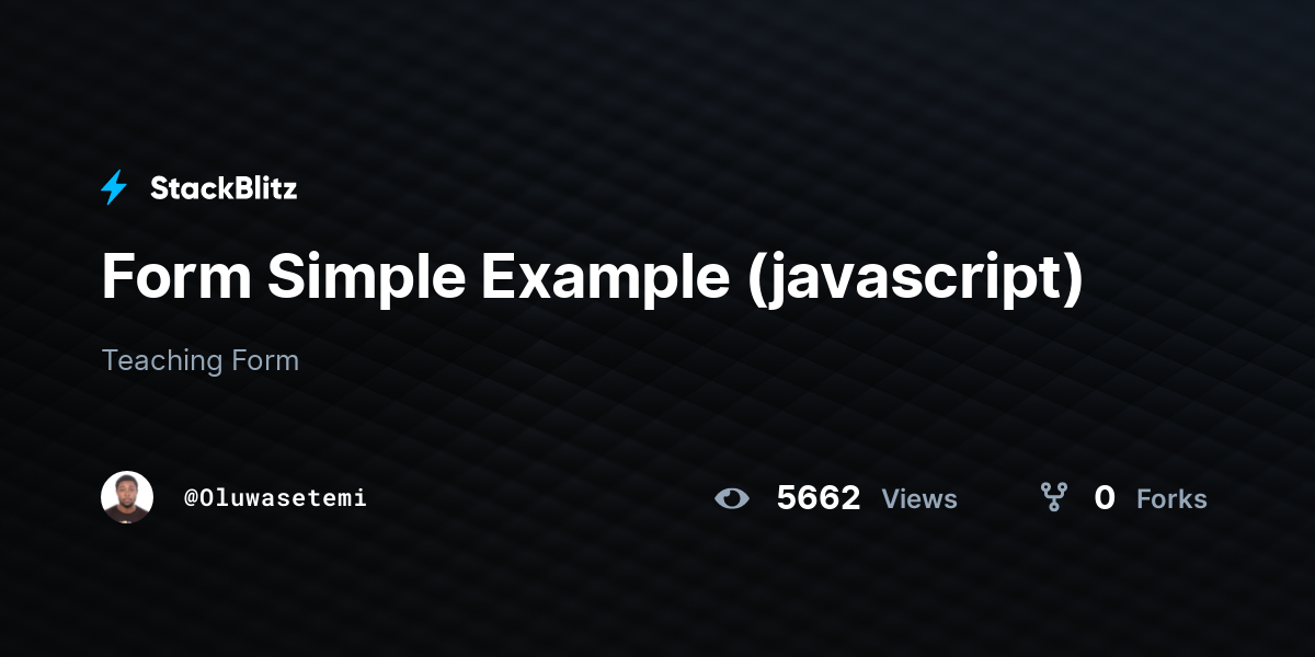 Form Simple Example Javascript Stackblitz