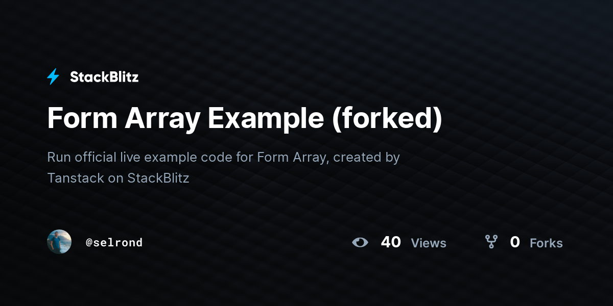 Form Array Example (forked) - StackBlitz