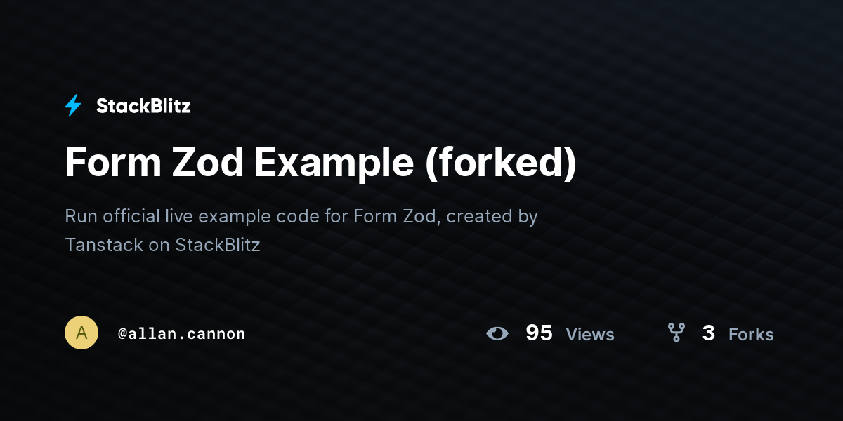 Form Zod Example (forked) - StackBlitz