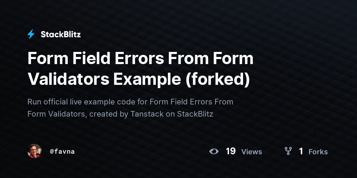 Form Field Errors From Form Validators Example (forked) - StackBlitz