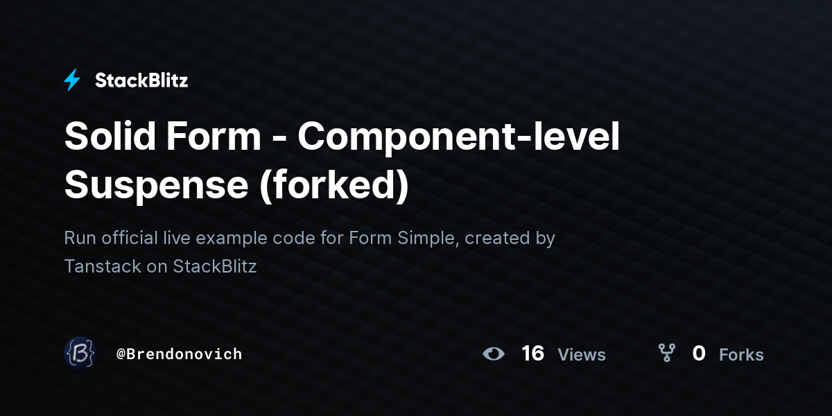 Solid Form - Component-level Suspense (forked) - StackBlitz