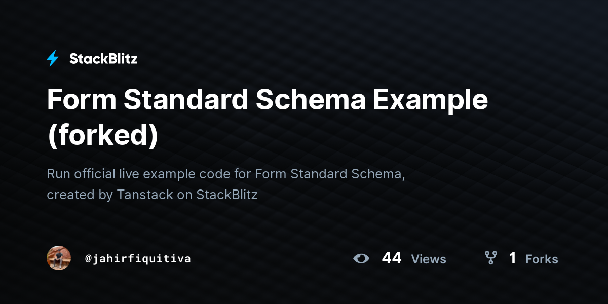 Form Standard Schema Example (forked) - StackBlitz