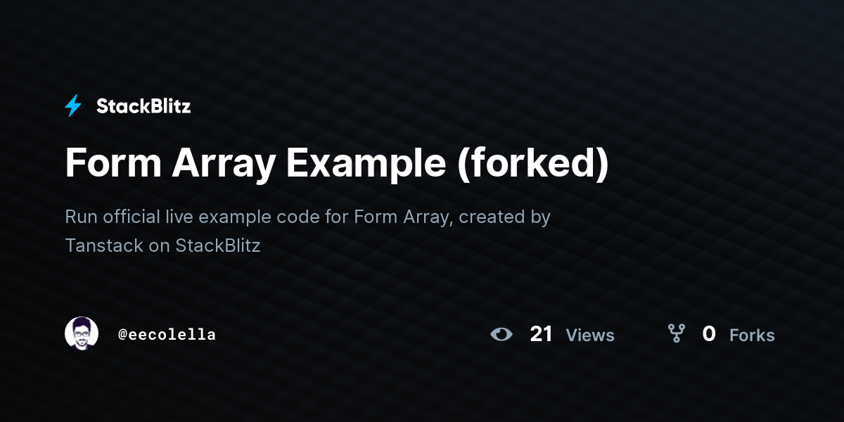 Form Array Example (forked) - StackBlitz
