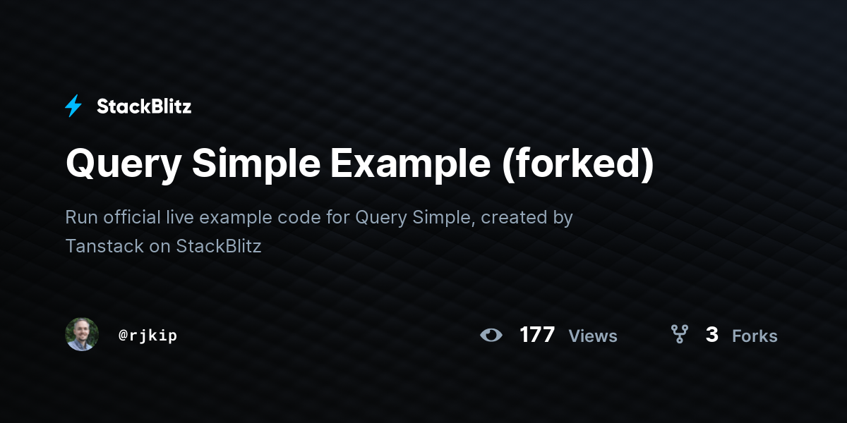 Query Simple Example (forked) - StackBlitz