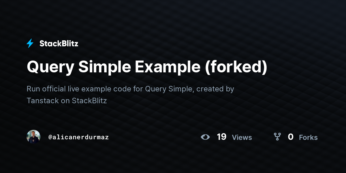 Query Simple Example (forked) - StackBlitz